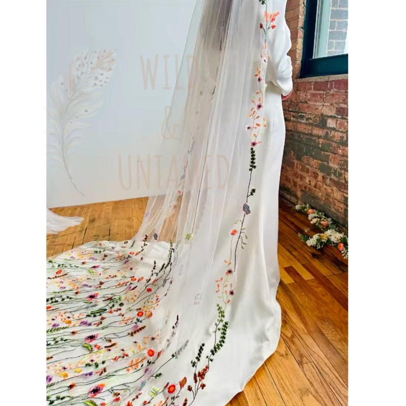 Floral Embroidered Veil - Etsy