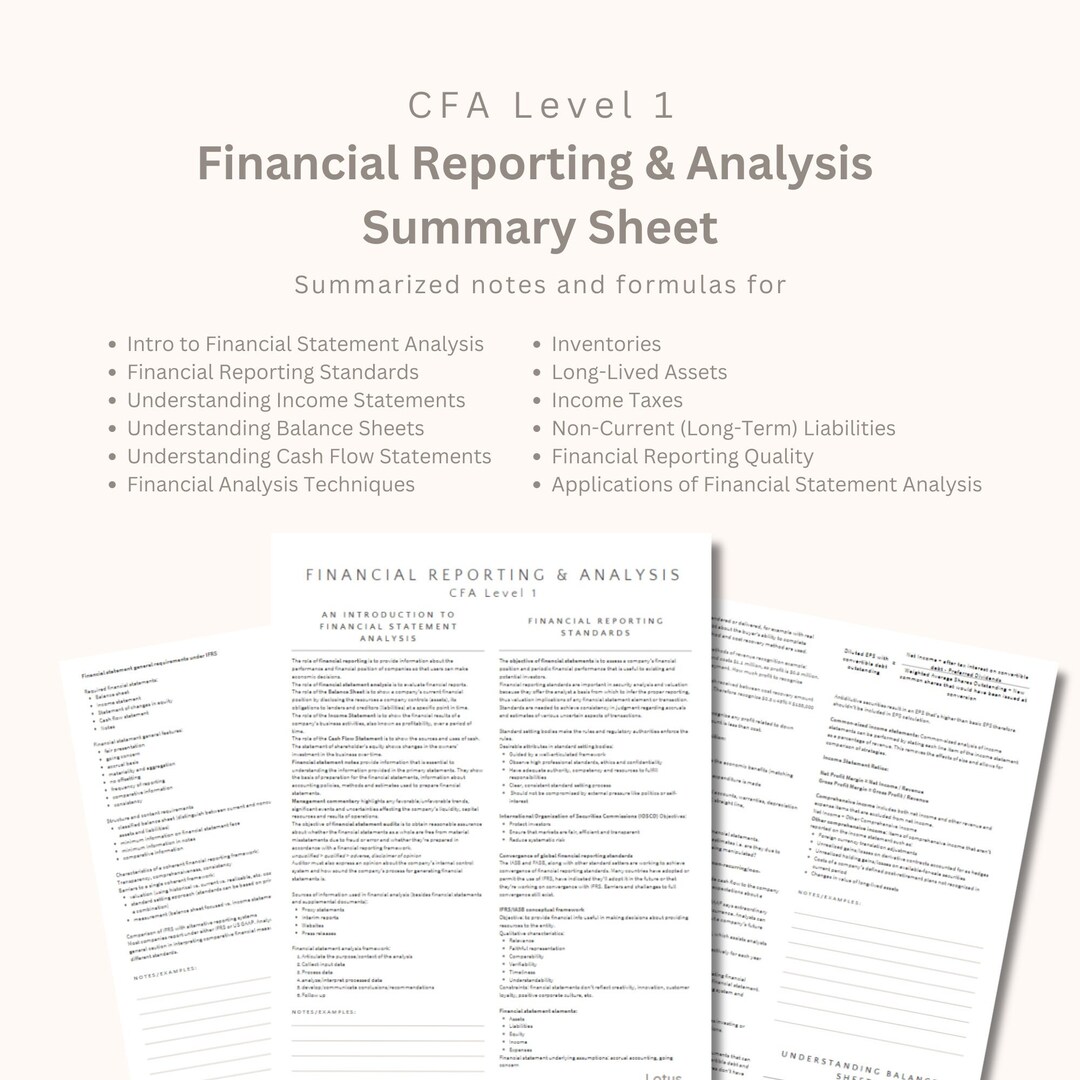 CFA Exam Financial Reporting & Analysis Study Guide, CFA Exam, CFA ...