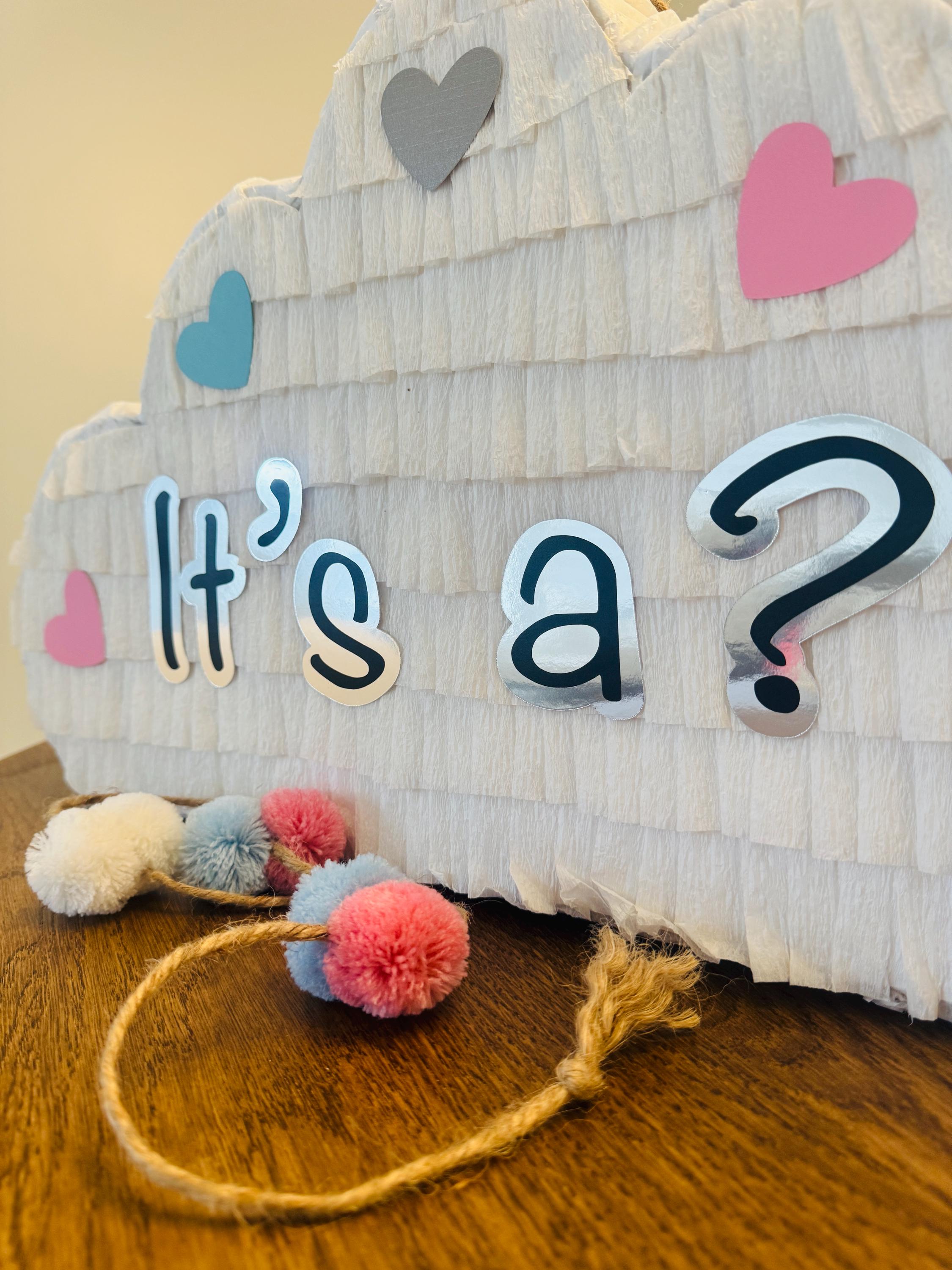 Cloud Gender Reveal Piñata – Pull String Baby Shower Surprise ...