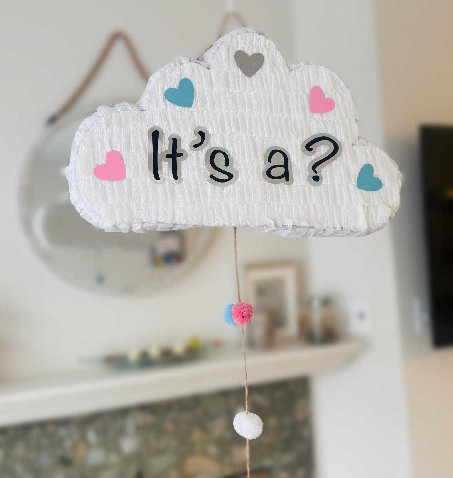 Cloud Gender Reveal Piñata – Pull String Baby Shower Surprise ...