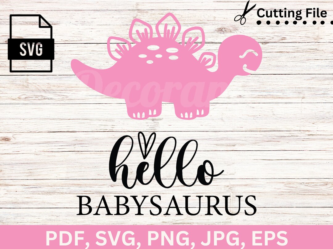 Hello Baby, Hello World, Baby Dinosaur, Gender Reveal Digital Design ...