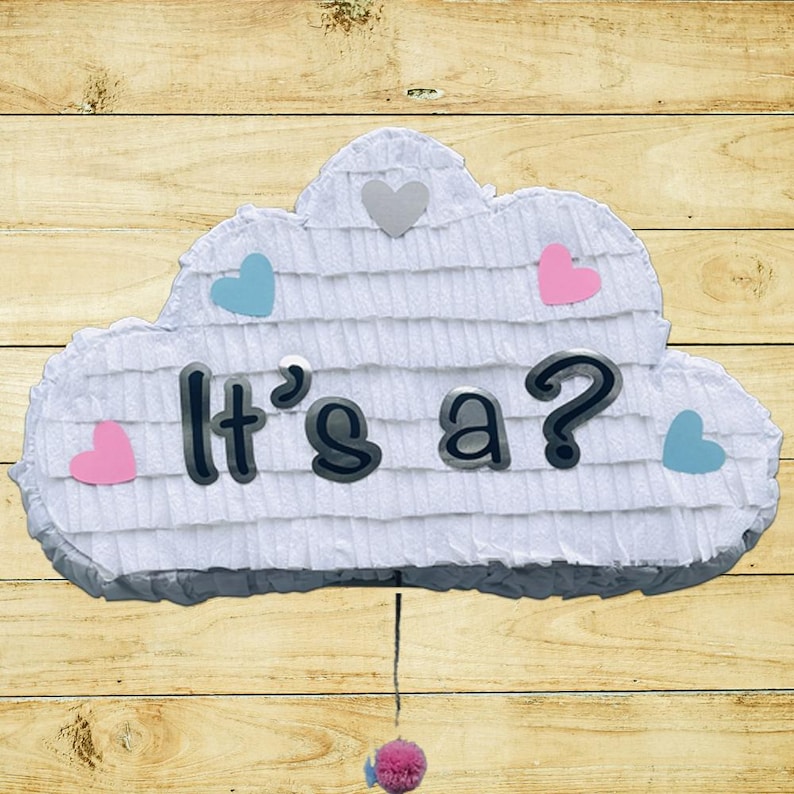 Cloud Gender Reveal Piñata – Pull String Baby Shower Surprise ...