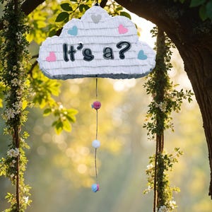 Cloud Gender Reveal Piñata – Pull String Baby Shower Surprise ...