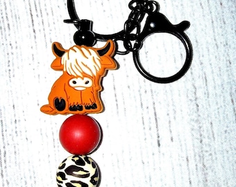 Highland Cow Beaded Keychain - Etsy