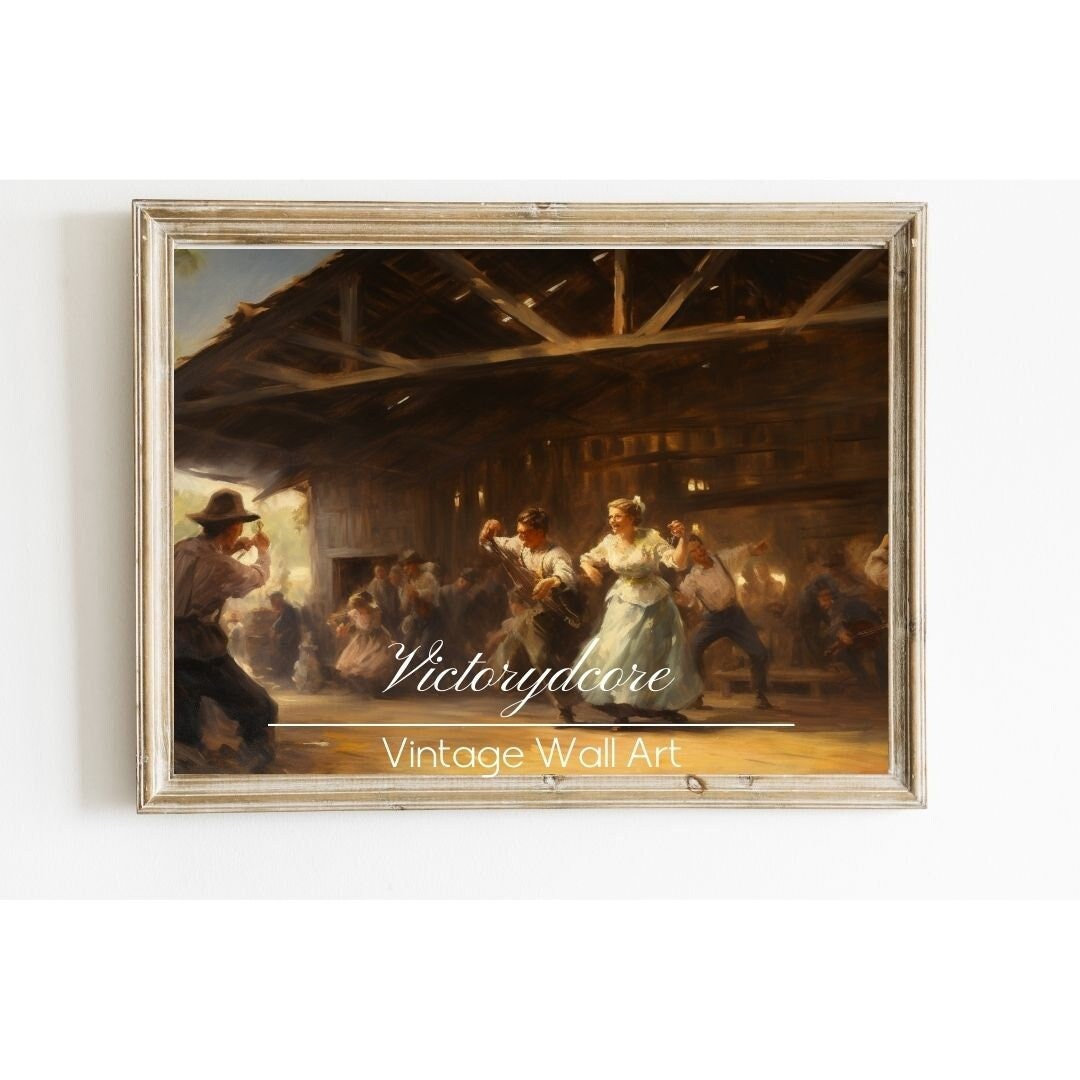Vintage Western Barn Dance Art Print: Rustic Farmhouse Decor (digital ...