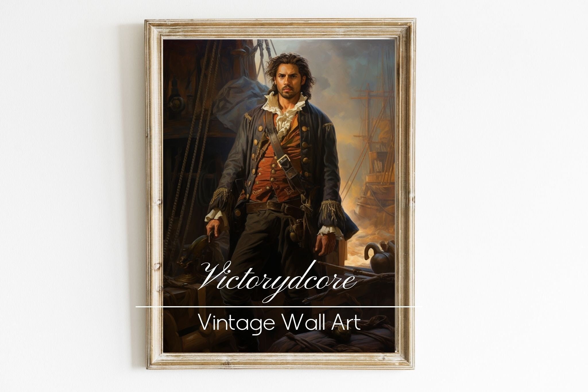 Pirate Portrait Vintage Wall Art Print: Antique Oil Painting (digital ...