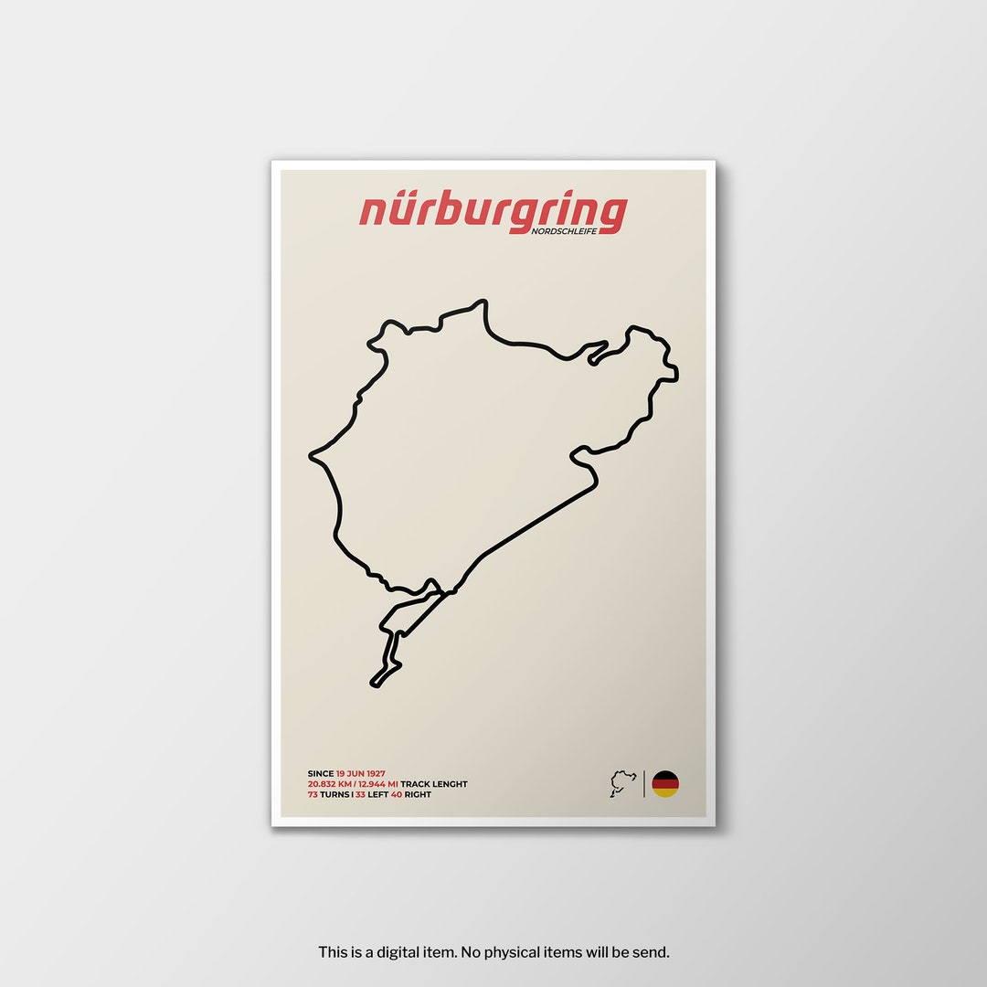 Nürburgring Nordschleife Circuit Poster, Nürburgring Circuit Wall Art ...