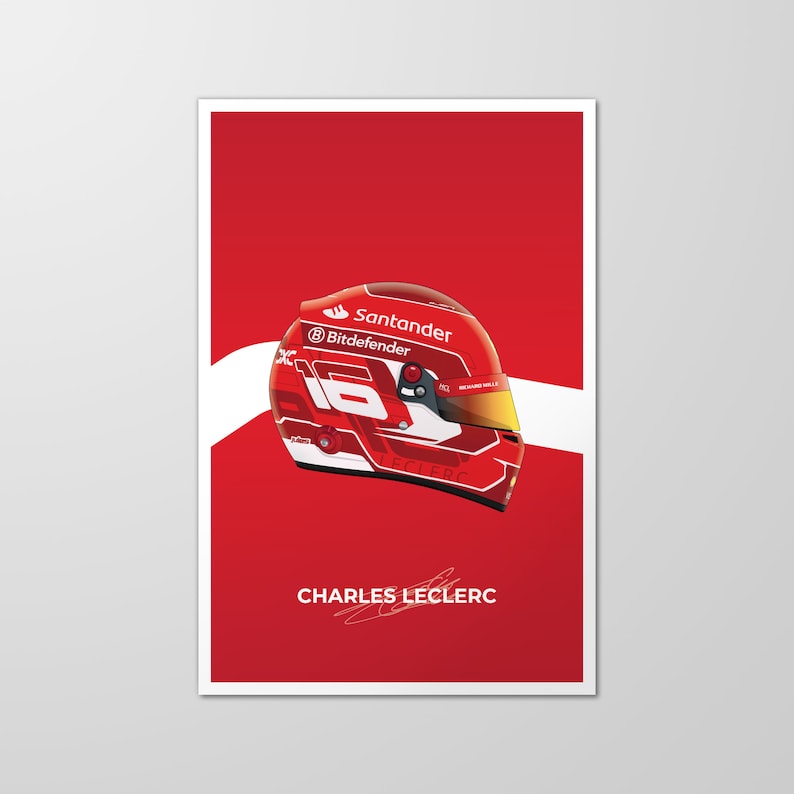 Formula 1 Poster, Charles Leclerc 2024 Helmet, Charles Leclerc Ferrari ...