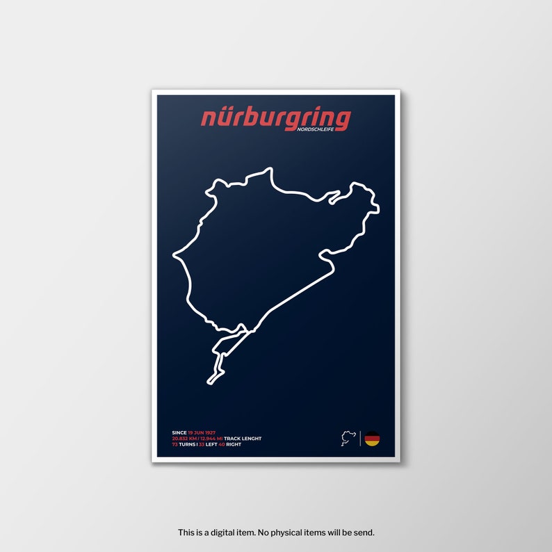 Nürburgring Nordschleife Circuit Poster, Nürburgring Circuit Wall Art ...