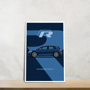 Volkswagen Golf R Poster, VW Golf Wall Art, VW Golf Mk7, Golf Mk7 Wall ...