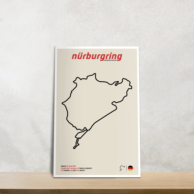 Nürburgring Nordschleife Circuit Poster, Nürburgring Circuit Wall Art ...