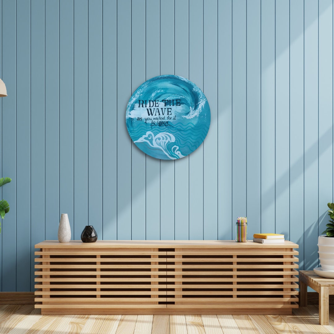 RIDE THE WAVE Inspiration Painting Affirmation Canva Beach Hippie Vibe ...