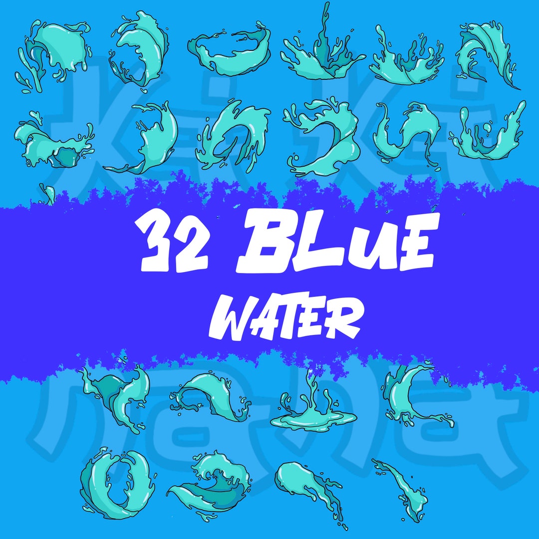 32 Blue Water Splash Clipart Set Water Drops PNG Splash - Etsy