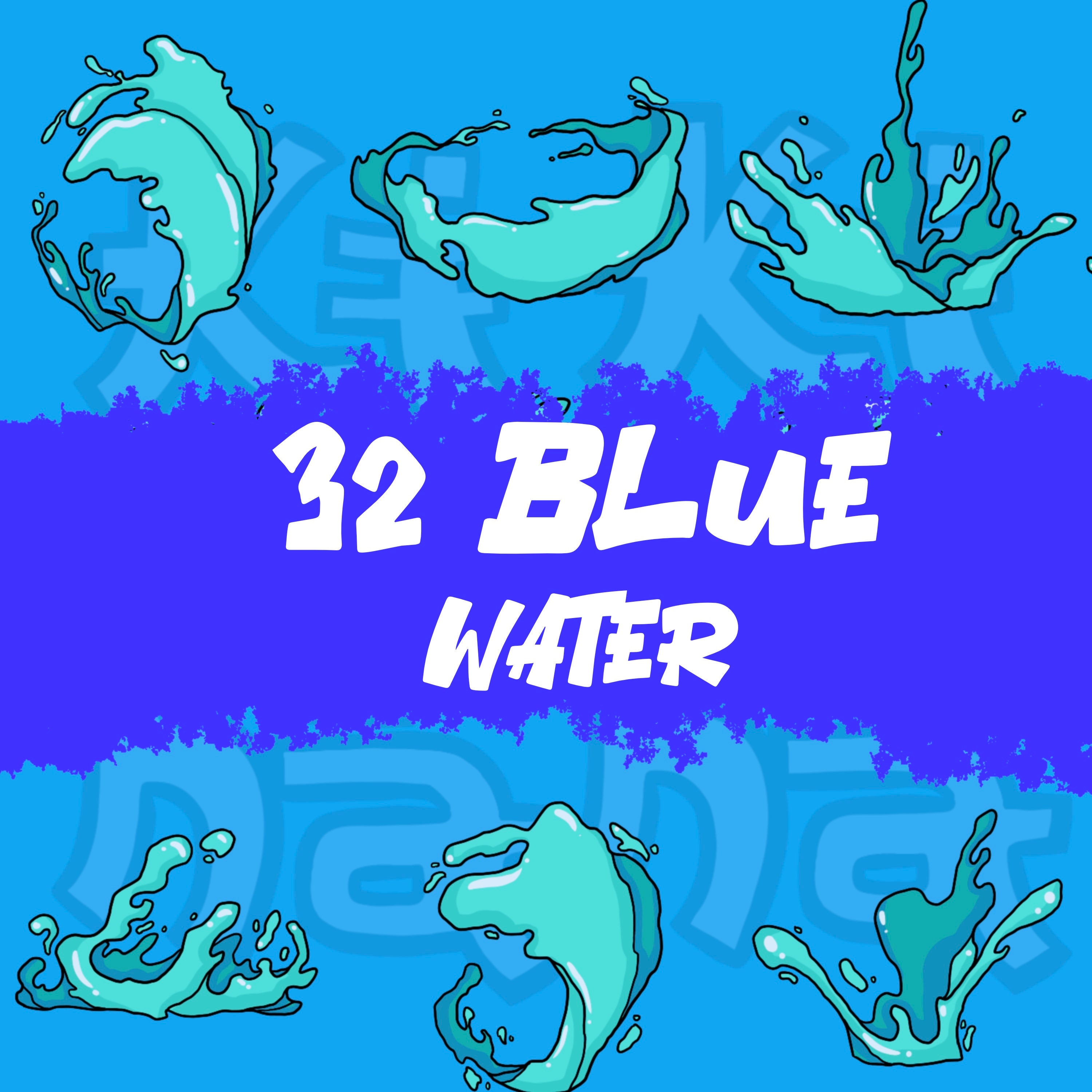 32 Blue Water Splash Clipart Set Water Drops PNG Splash - Etsy