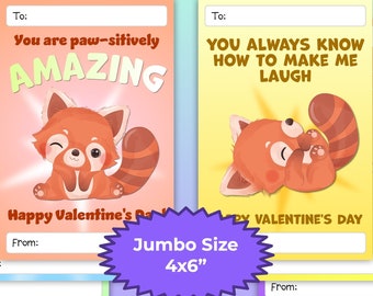 Red Panda Valentine's Day Cards Printable Download, Instant Download ...