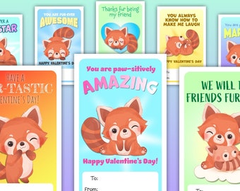Red Panda V2 Valentine's Day Cards Printable Download, Instant Download ...