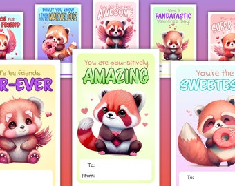 Red Pandas Valentine's Day Cards for Kids – Printable Classroom ...