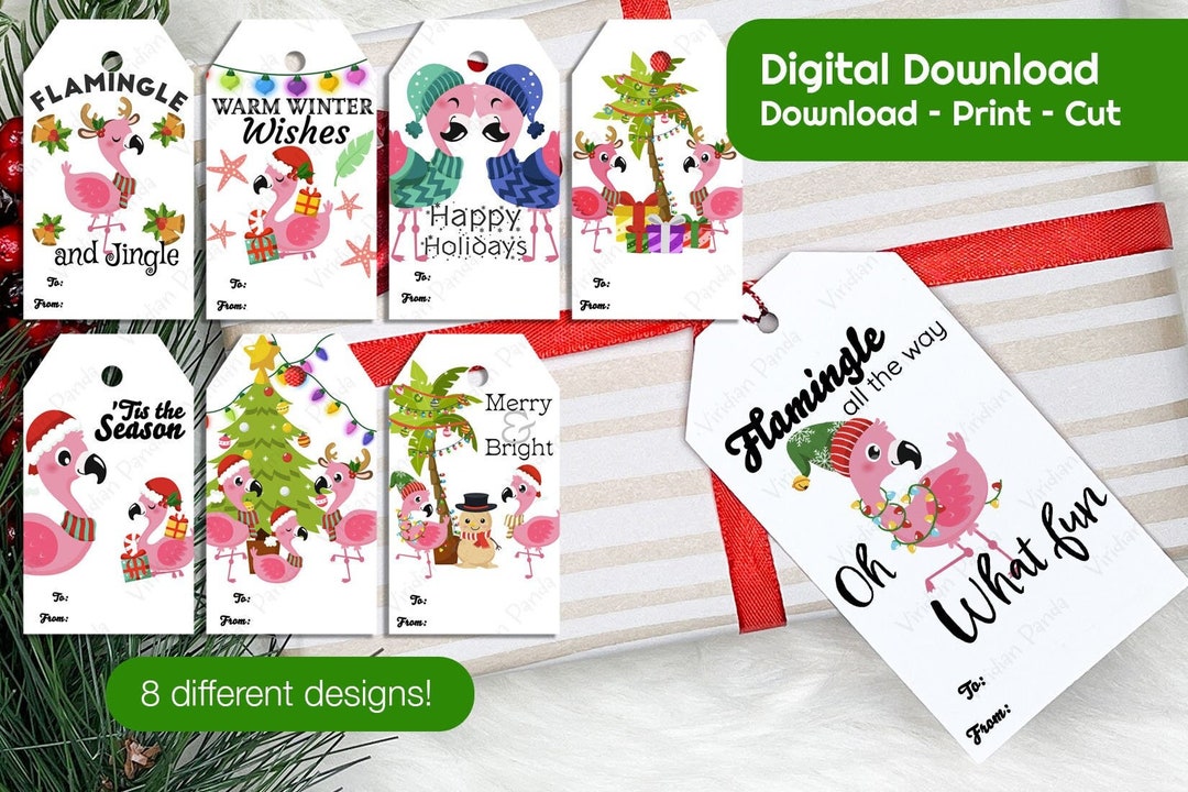 Christmas Holiday Flamingo Printable Gift Tags – instant Download ...