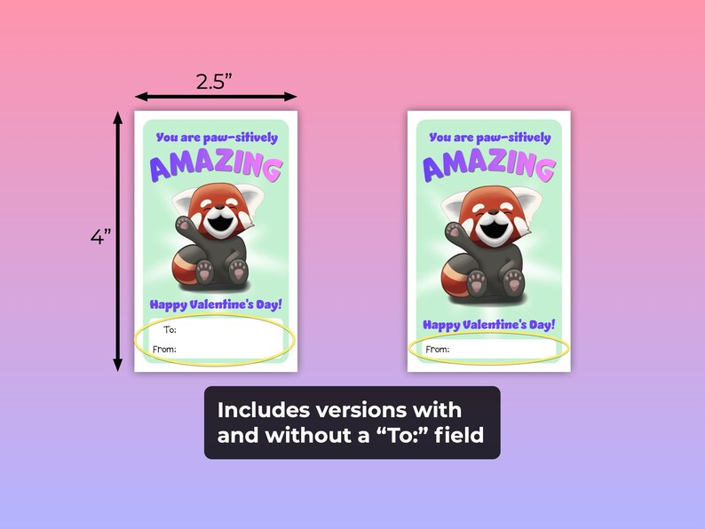 Red Panda V3 Valentine's Day Cards - Printable Download, Instant ...