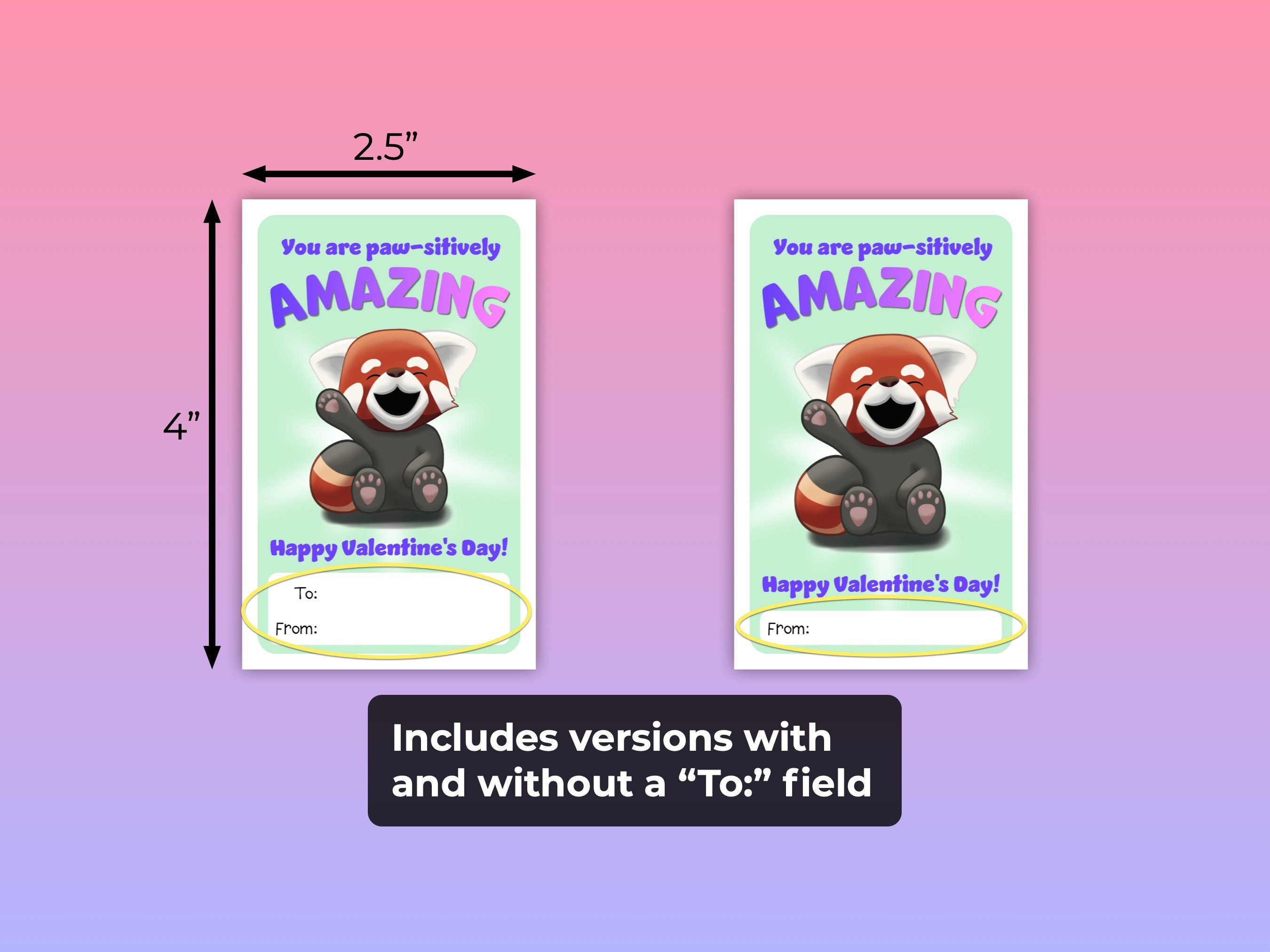 Red Panda V3 Valentine's Day Cards - Printable Download, Instant ...