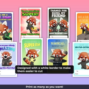 Red Panda V3 Valentine's Day Cards - Printable Download, Instant ...