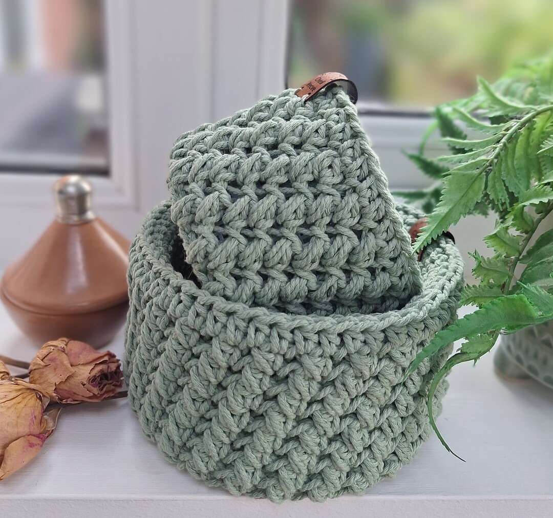 Nest of Baskets, Storage Baskets, Handmade Baskets, Crocheted Baskets ...