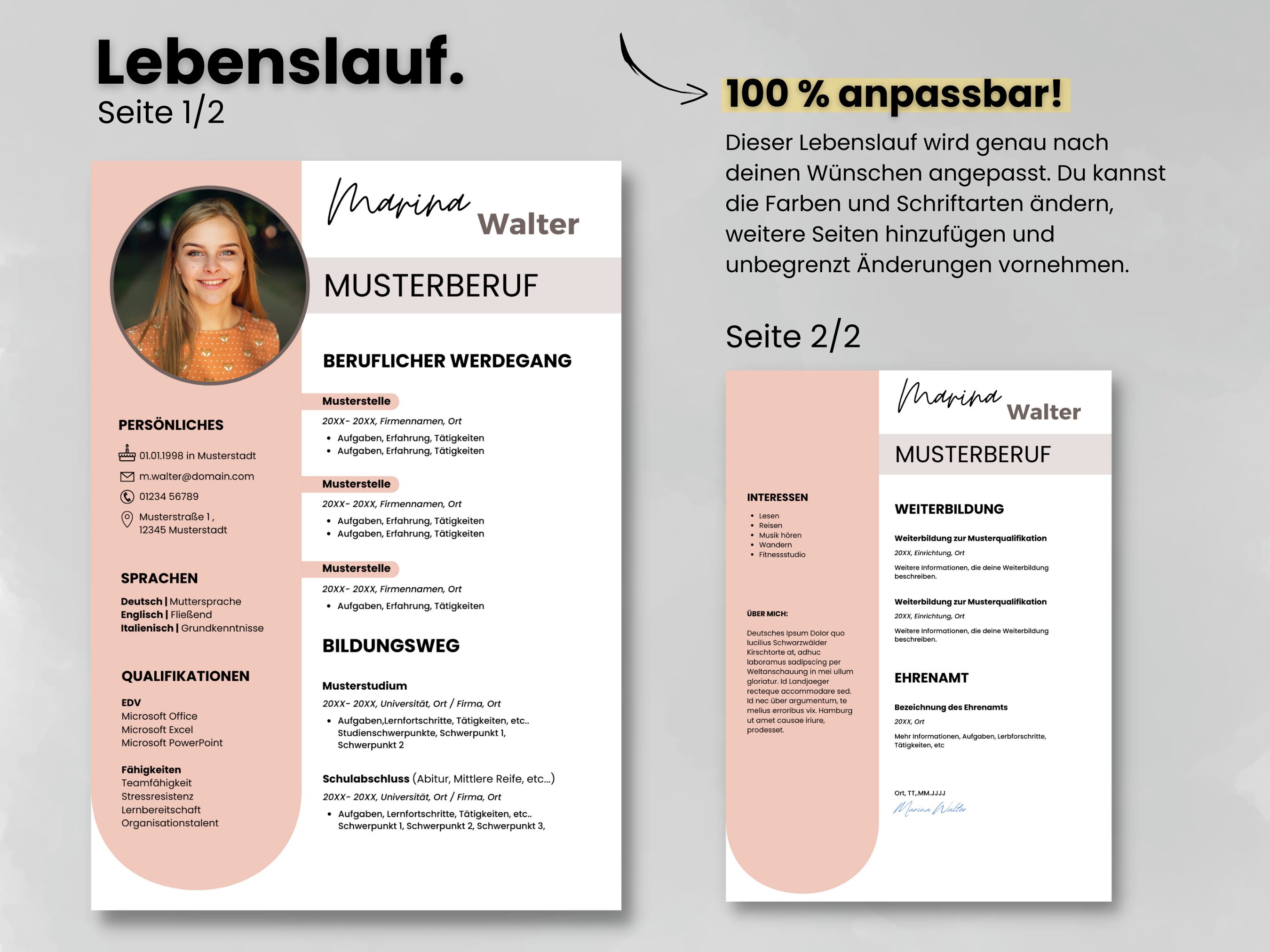 Application Template German Modern Student Resume Cover Sheet - Etsy