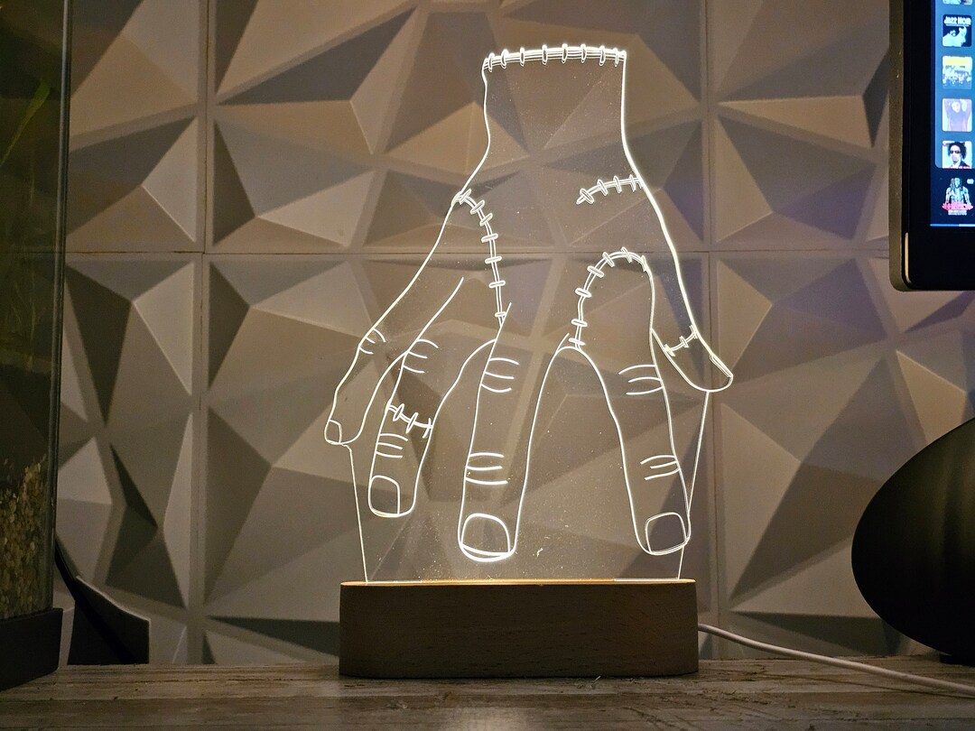 Wednesday Addams Hand Gift Personalized Text LED Table Lamp, Multicolor ...