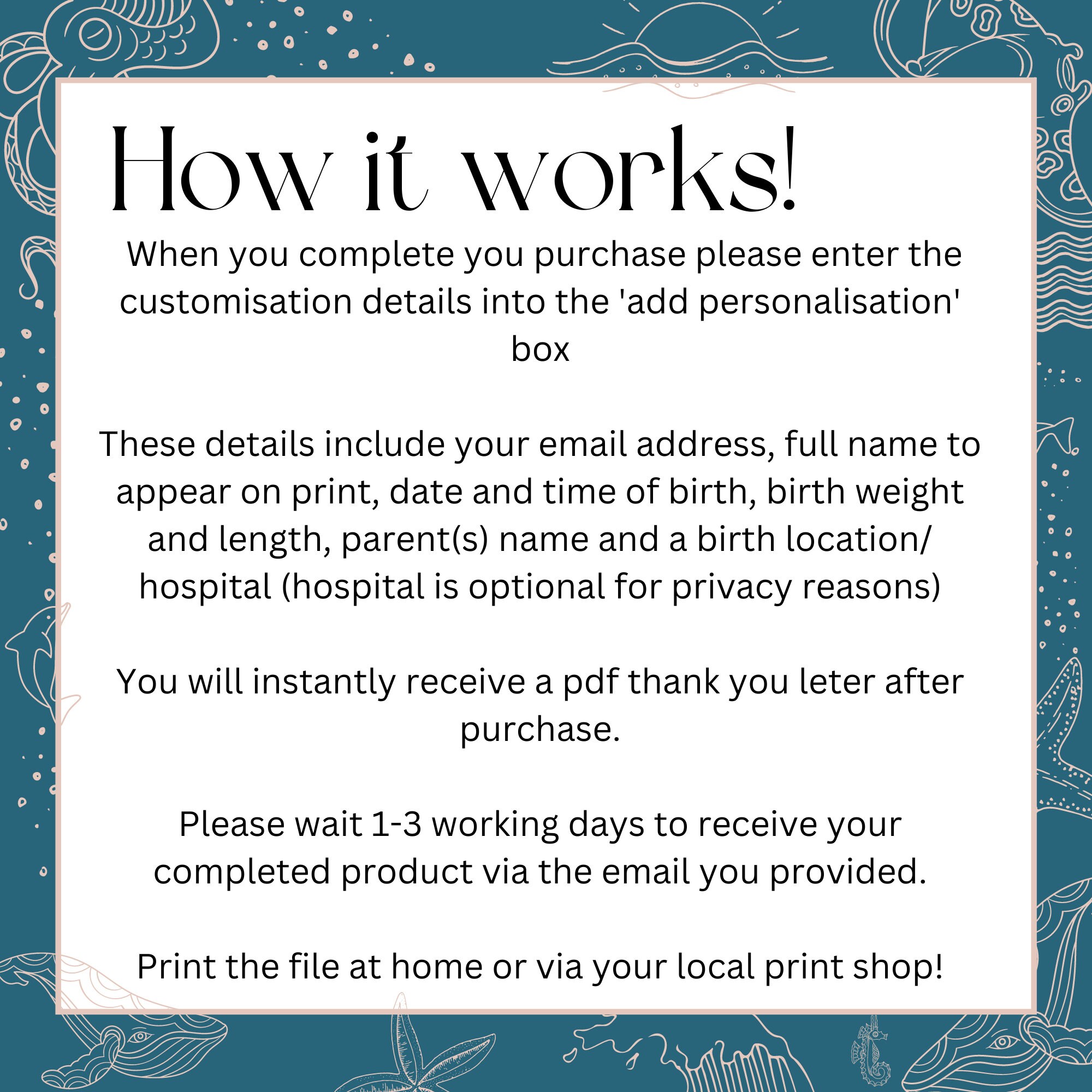 Personalised Baby Birth Print Commemorative Certificate - Etsy