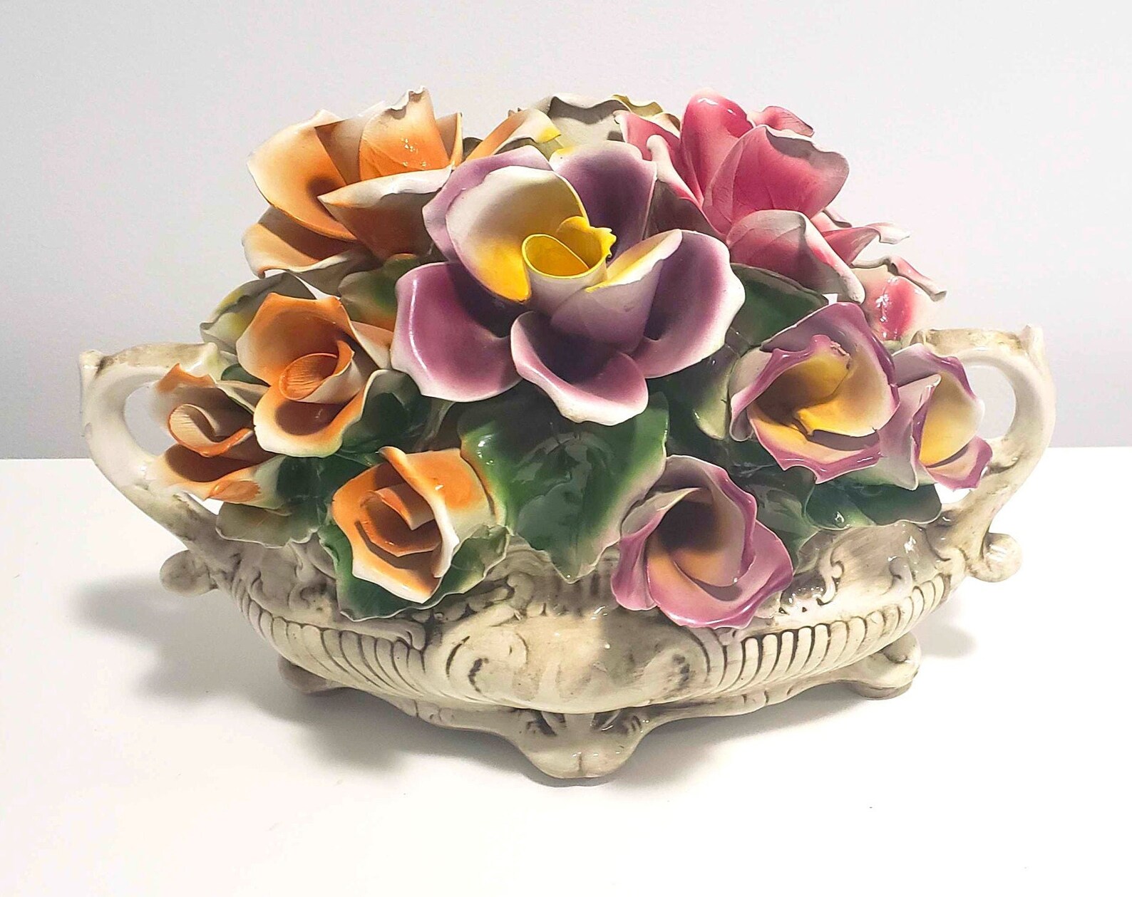 Vintage Capodimonte Large Roses Floral Bouquet Italian - Etsy Canada