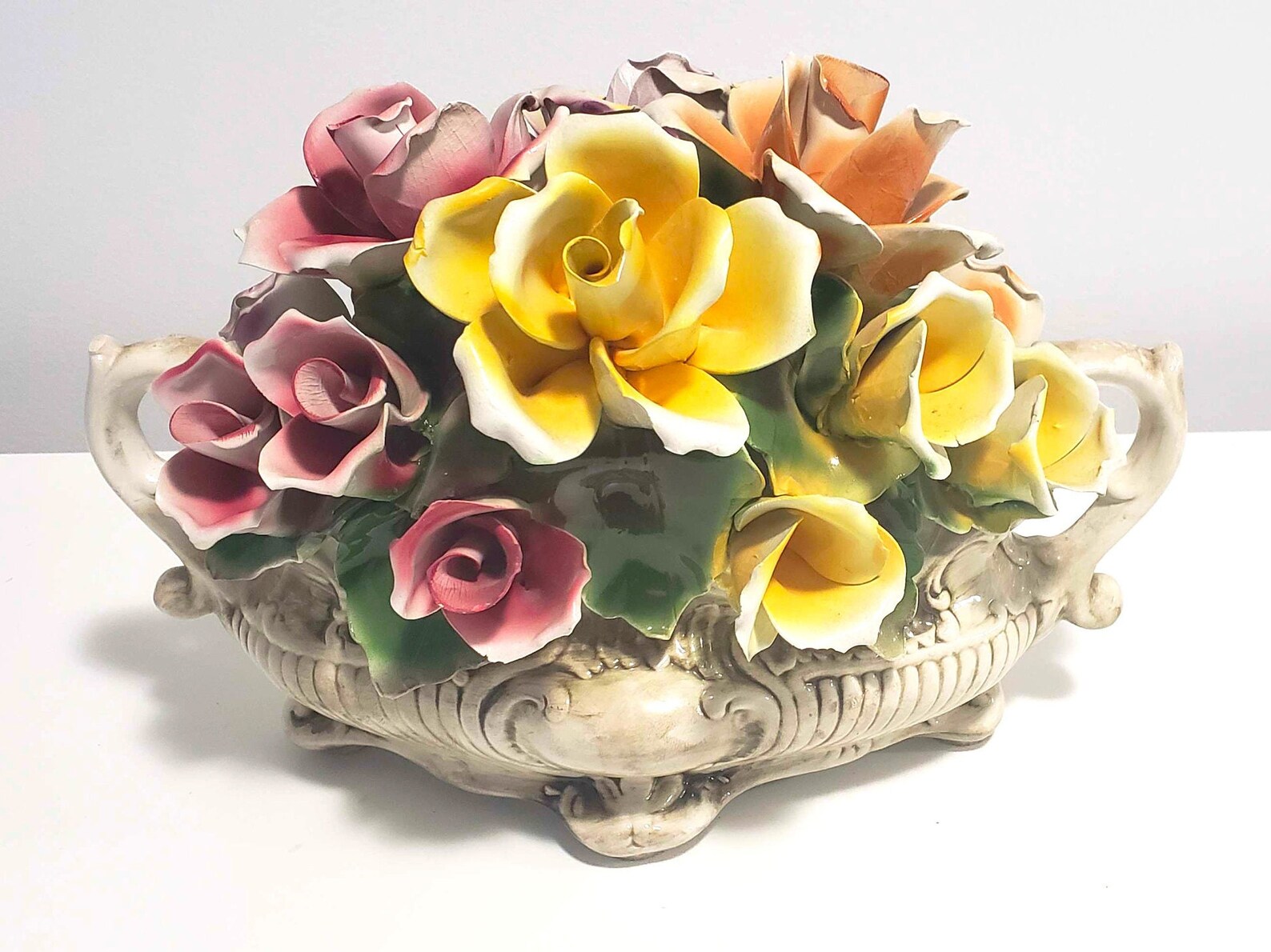 Vintage Capodimonte Large Roses Floral Bouquet Italian - Etsy Canada