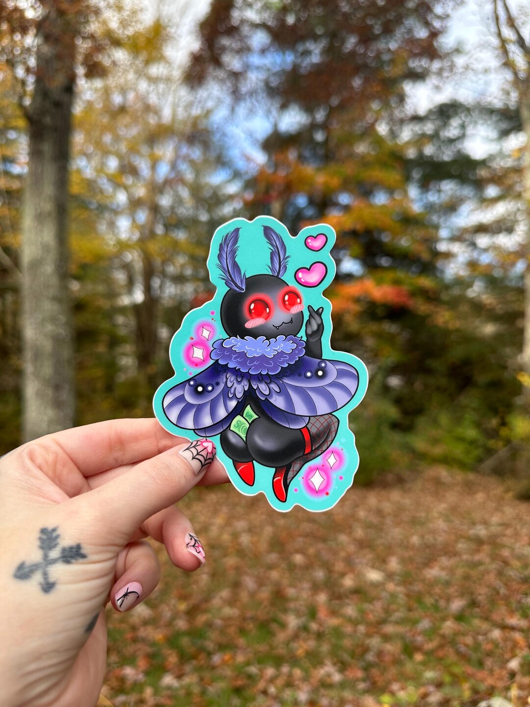 Kawaii Mothman Cryptid Sticker, Vinyl Spooky Art, Money Hot to Go ...