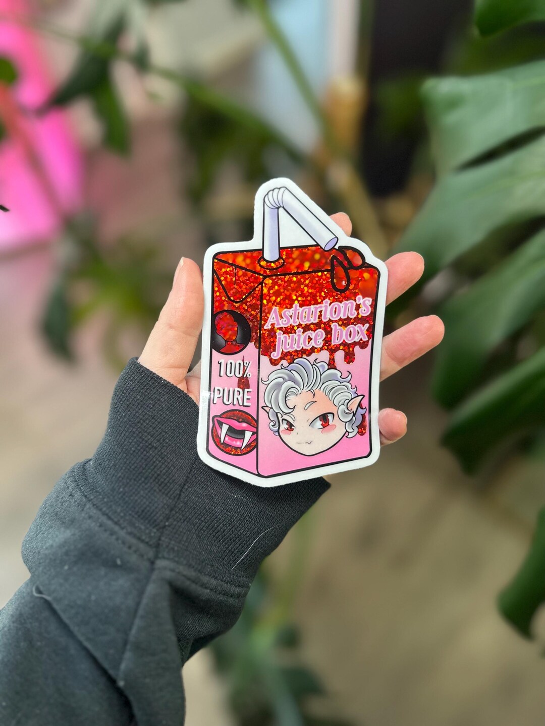 Vampire Baby Girl Juice Box Darling Companion Glitter Sticker - Etsy