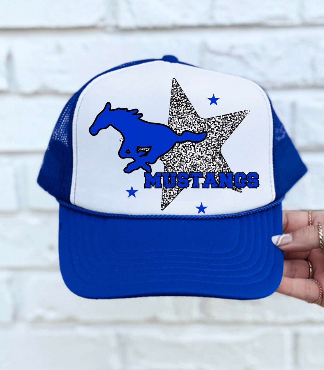 Blue Mustang Mascot School Spirit Hat Png Digital Download - Etsy
