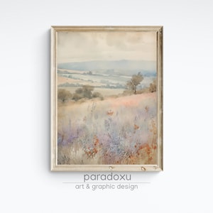 French Lavender Wildflower Meadow Watercolor Painting - French Valley ...