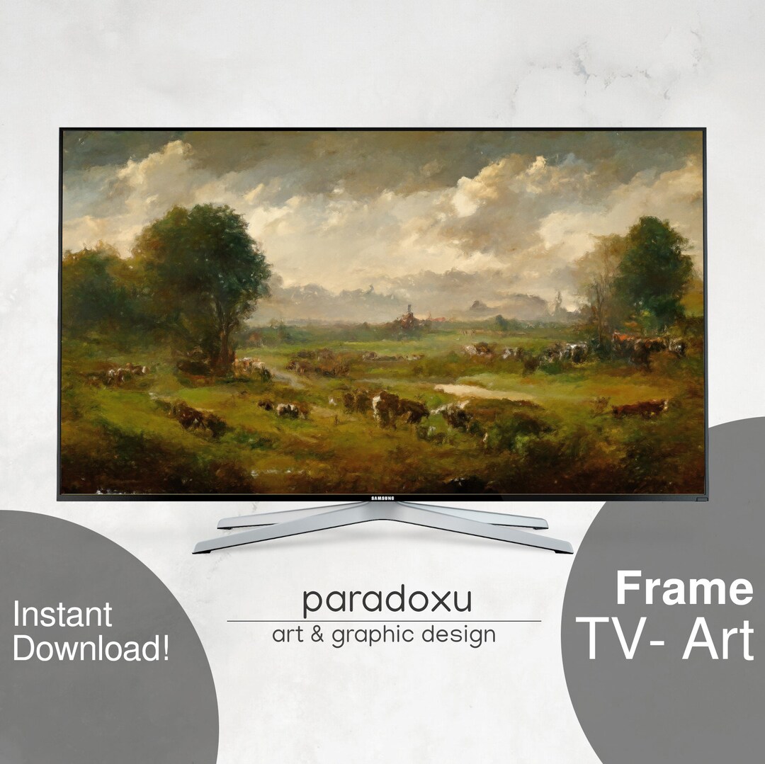 Vintage Country Landscape Frame TV Art Vintage Oil Painting & Digital ...