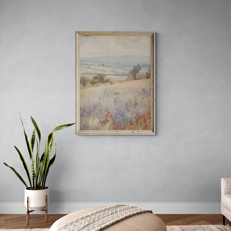 French Lavender Wildflower Meadow Watercolor Painting - French Valley ...