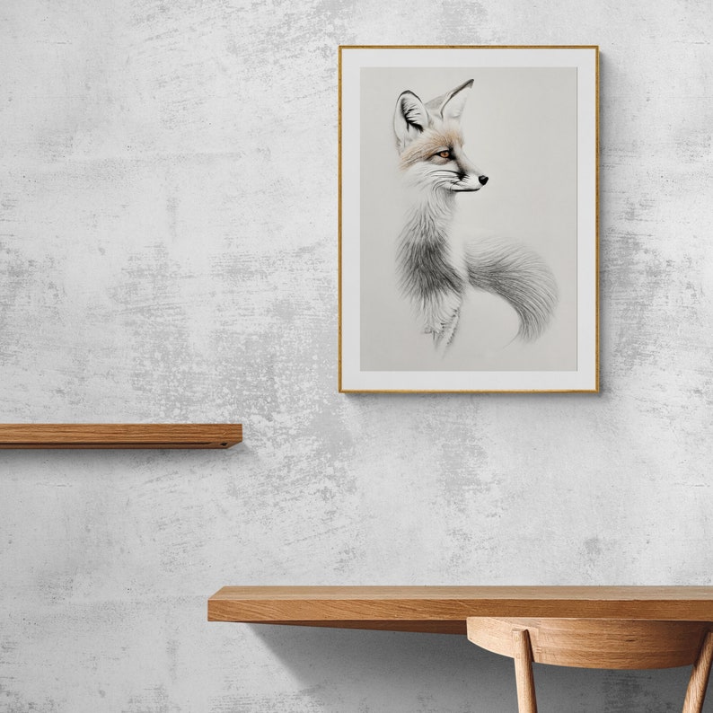 Red Fox Sketch Vintage Etching Pencil Sketch Minimalist Art - Etsy