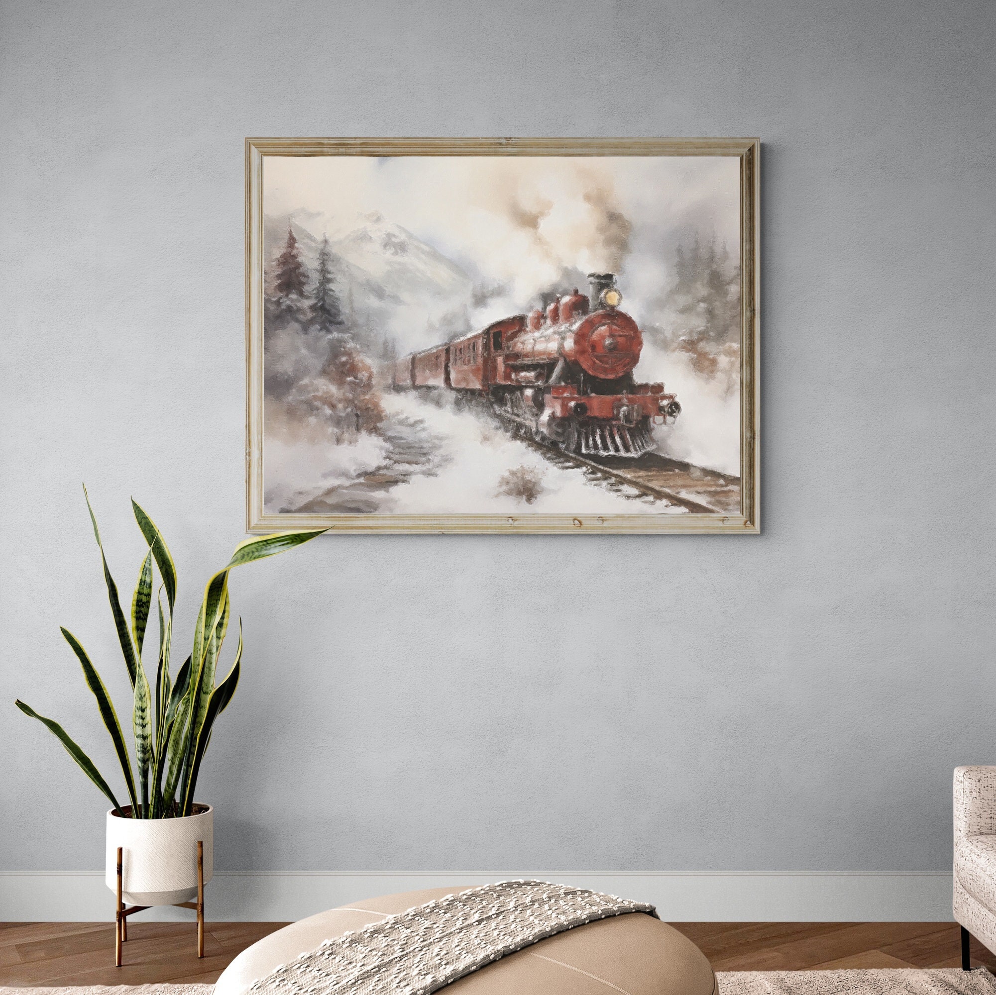 Christmas Express Train Printable Wall Art Moody Winter Landscape Snowy ...