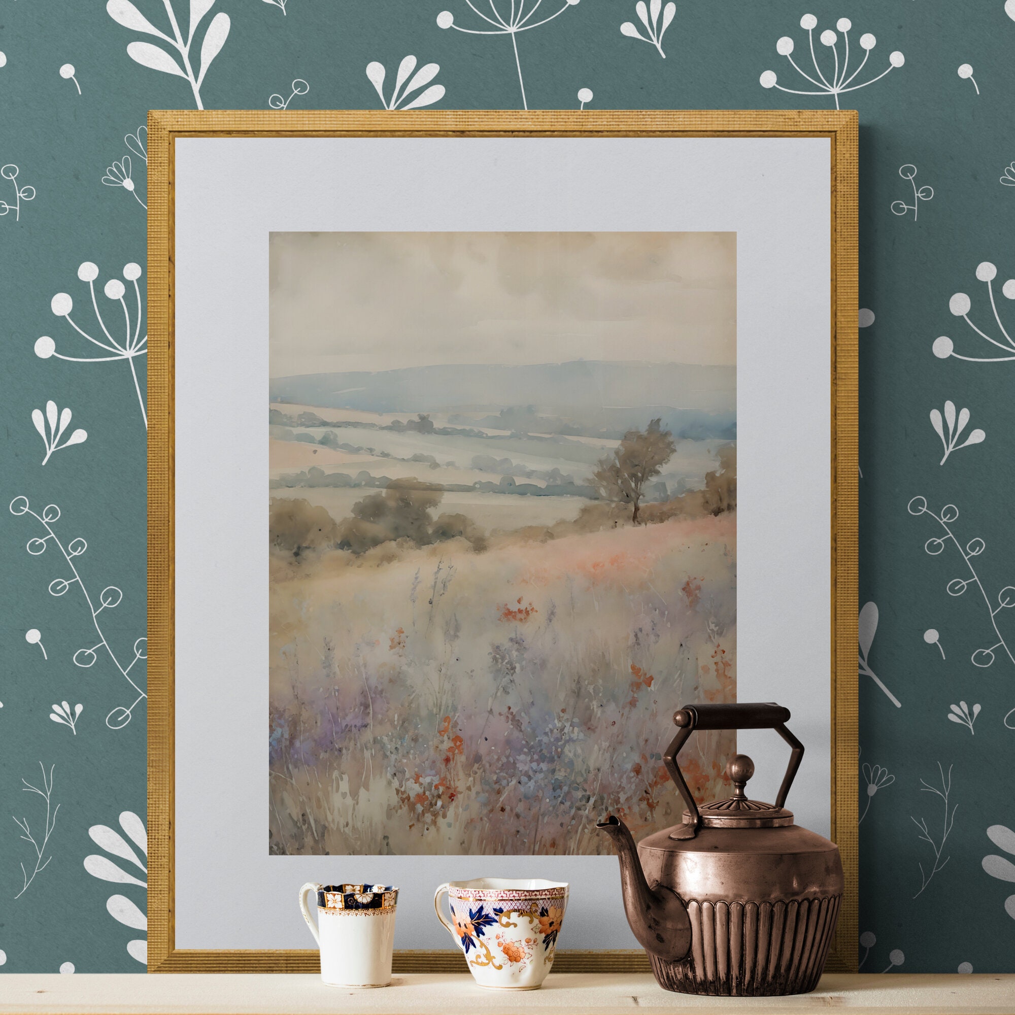 French Lavender Wildflower Meadow Watercolor Painting - French Valley ...