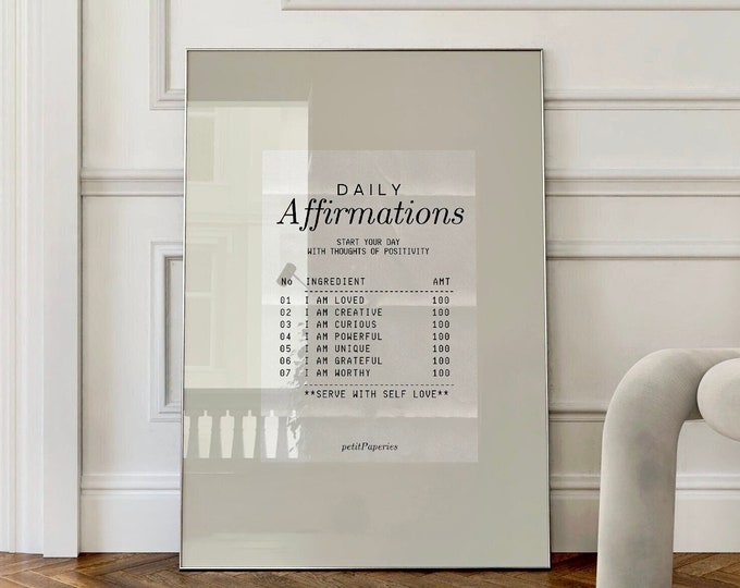 Good Day Memo Print Blue Guest Check Positive Wall Art Trendy Retro ...