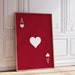 Red Retro Playing Card Poster, Red Wall Art, Trendy Ace of Hearts ...