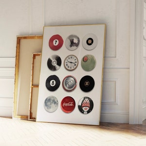 Vintage Retro Print, Round Things Poster, Trendy Wall Art, 8 Ball ...