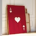 Red Retro Playing Card Poster, Red Wall Art, Trendy Ace of Hearts ...