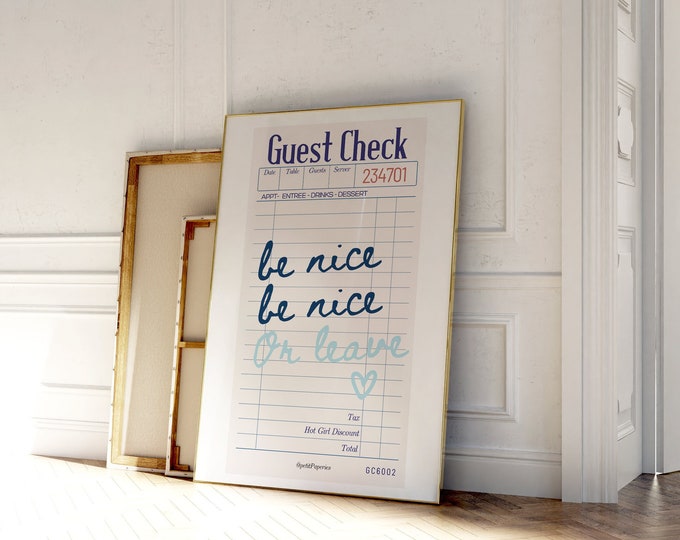 Guest Check Matte Fine Art Print Trendy Wall Art Prints Guest Check Poster You Look so Good ...