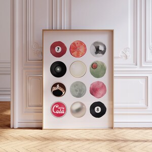 Trendy Colorful Wall Art, Circles Collage Wall Print, Retro Decor ...