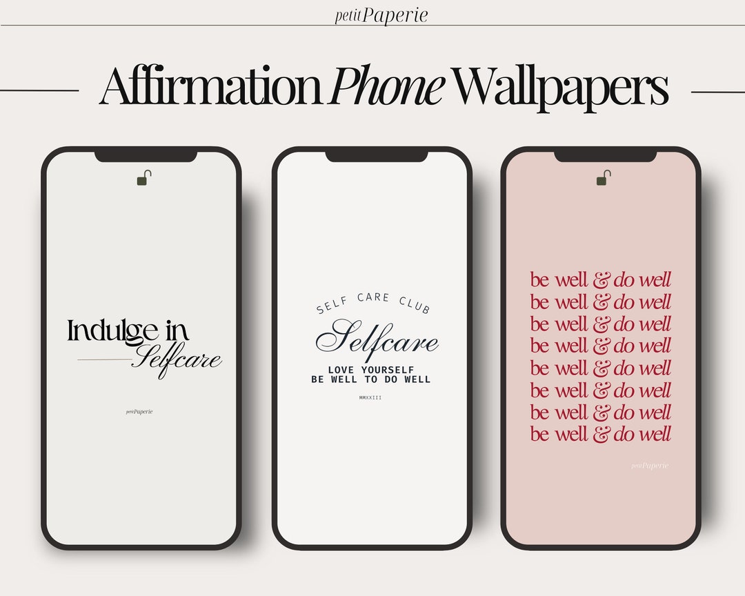Affirmation iPhone Wallpapers Self Care iPhone Wallpaper Aesthetic Backgrounds SET OF 3 ...