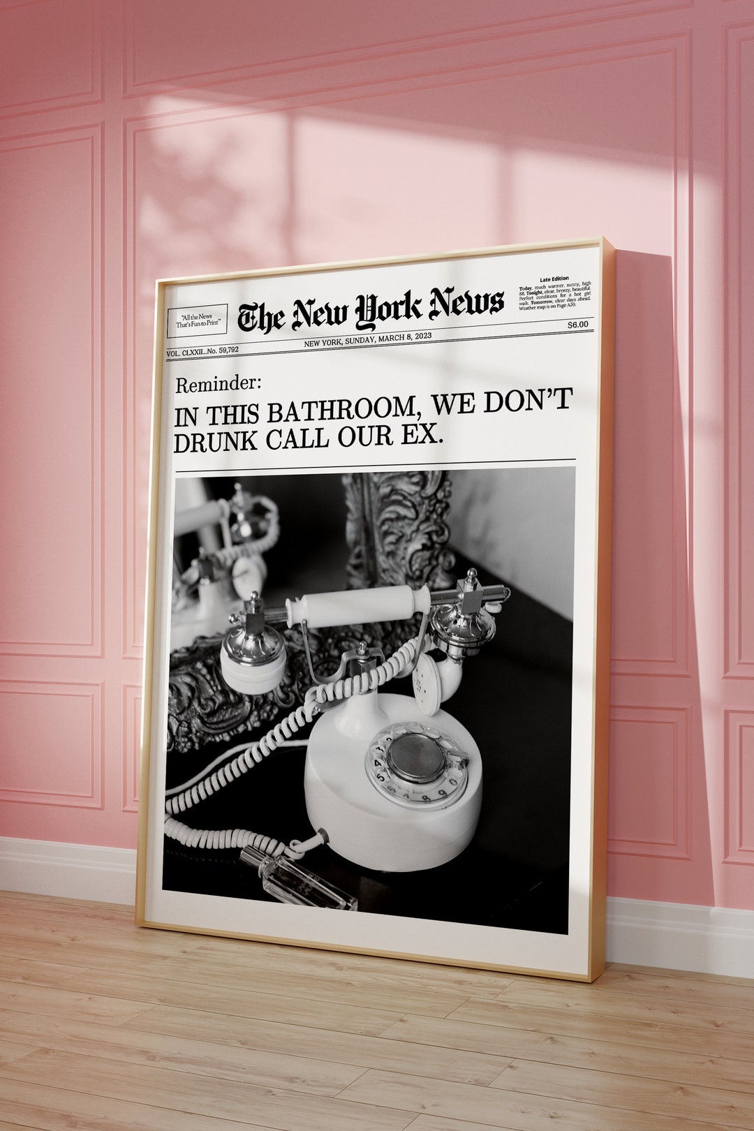 Trendy Newspaper Print, Bathroom Wall Art, Magazine Cover, Hot Girls ...