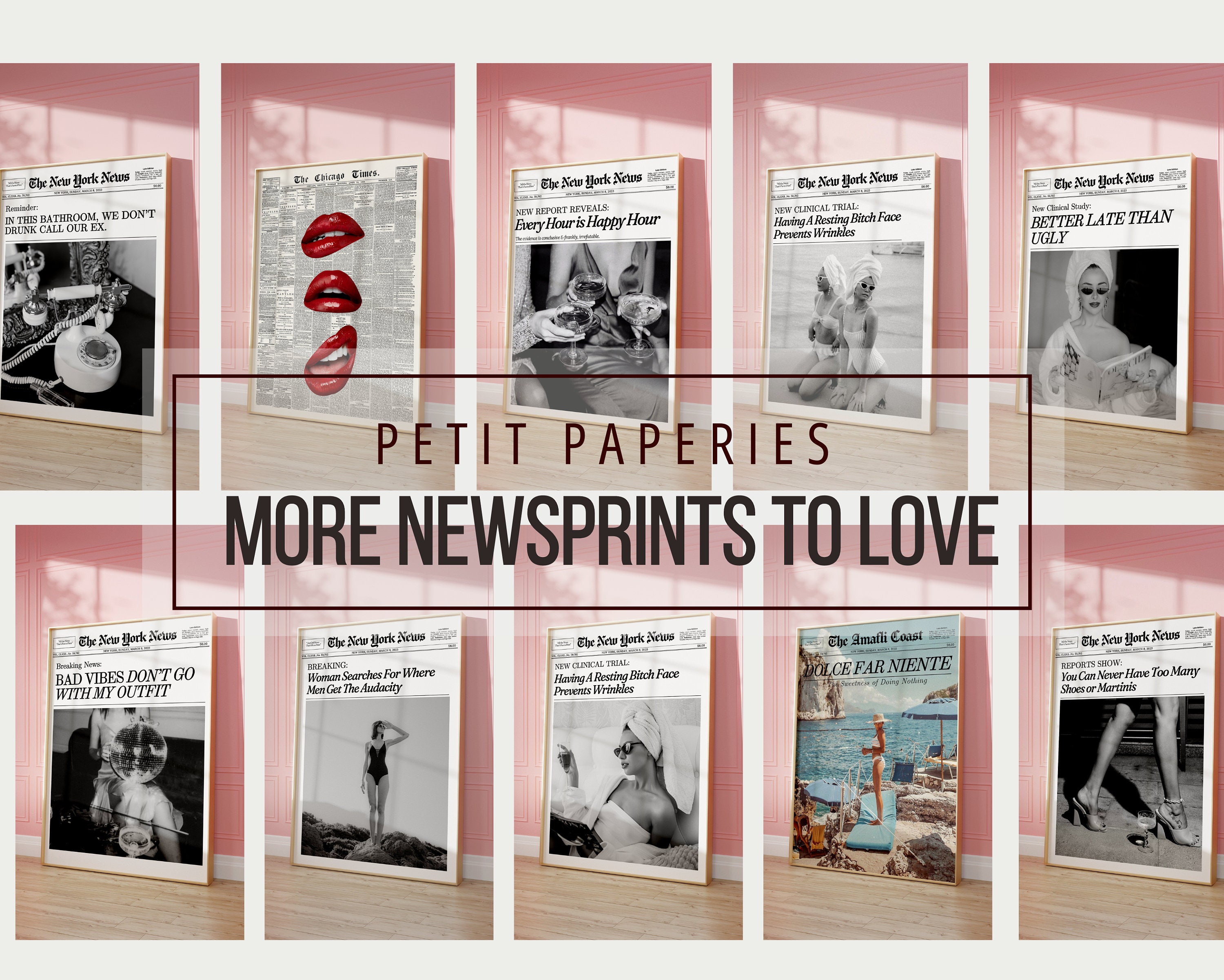 Trendy Newspaper Print, Retro Fashion Newsprint Headline Poster ...