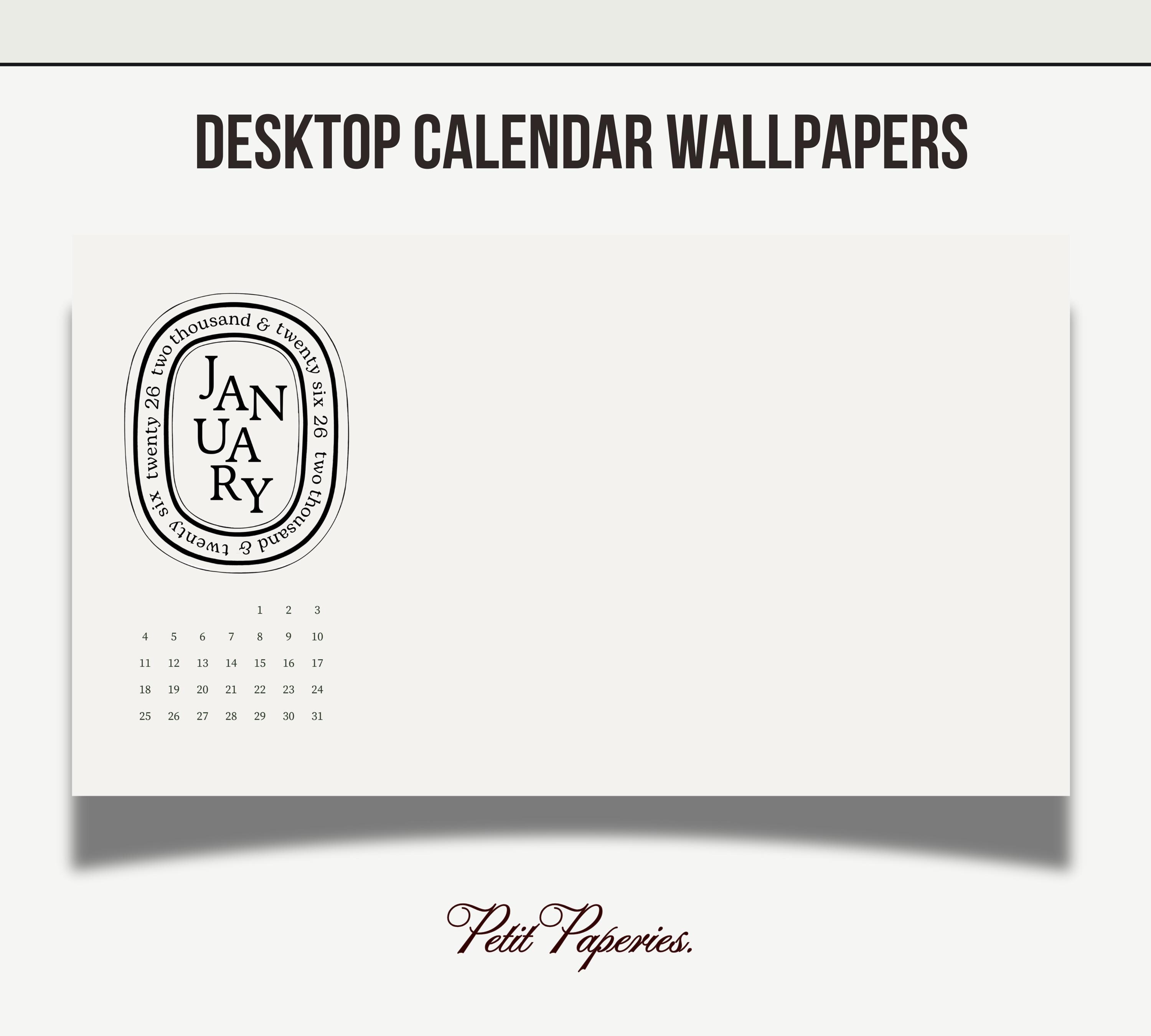 2026 Desktop Calendar Wallpapers 2025-2026 | Minimalist Modern Simple ...